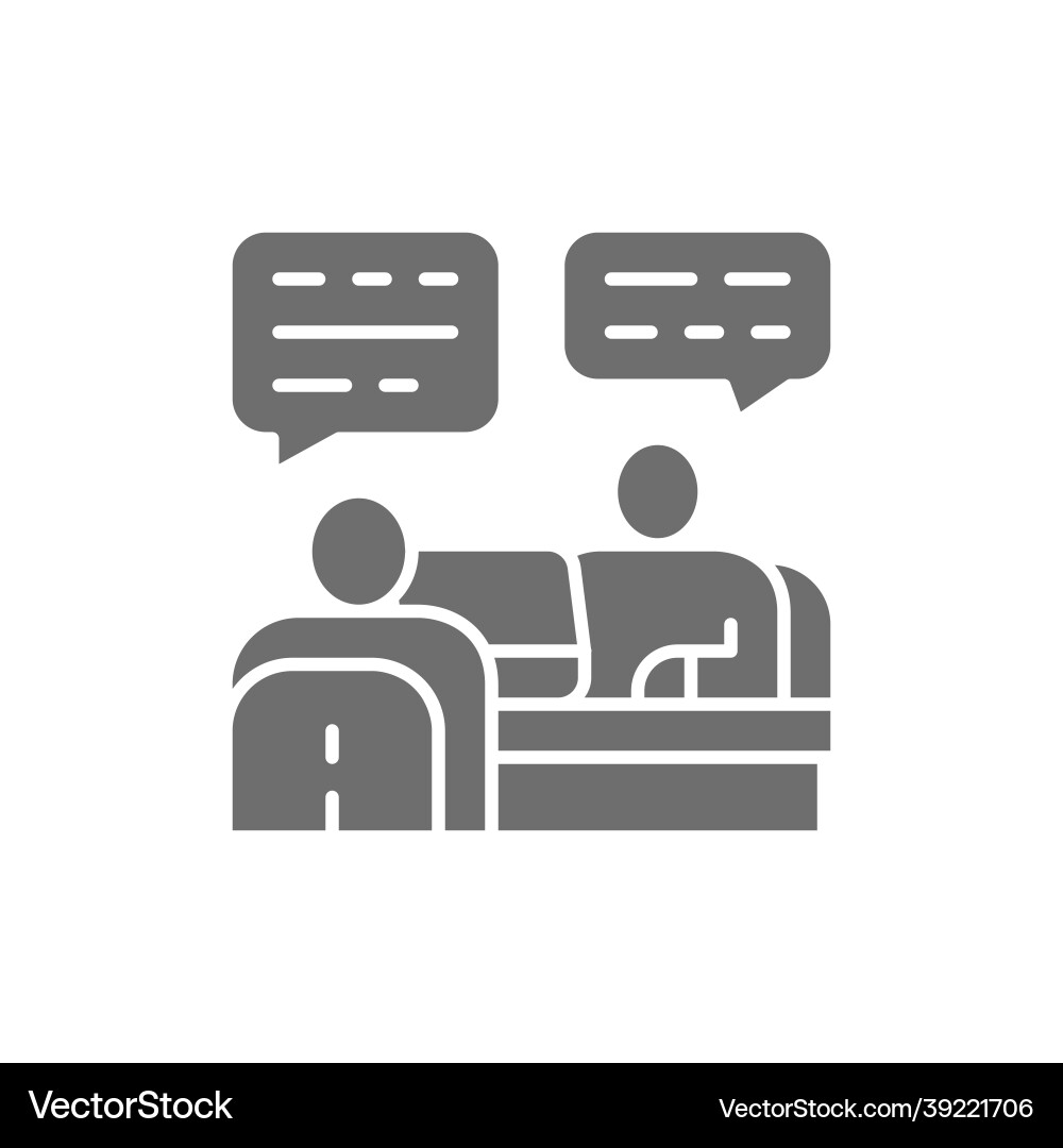 Discussion of project with customer grey icon Vector Image