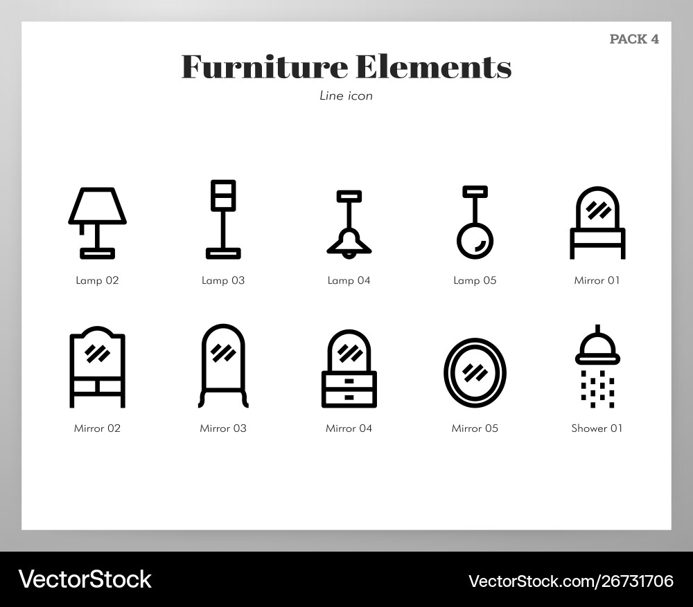 Furniture elements line pack Royalty Free Vector Image