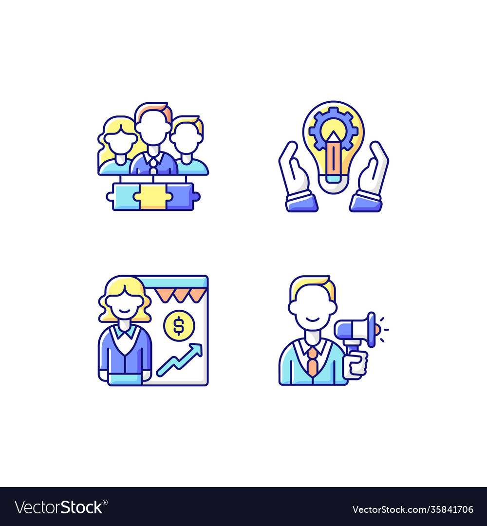 Hierarchical structure rgb color icons set Vector Image Hierarchical structure rgb color icons set Vector Image
