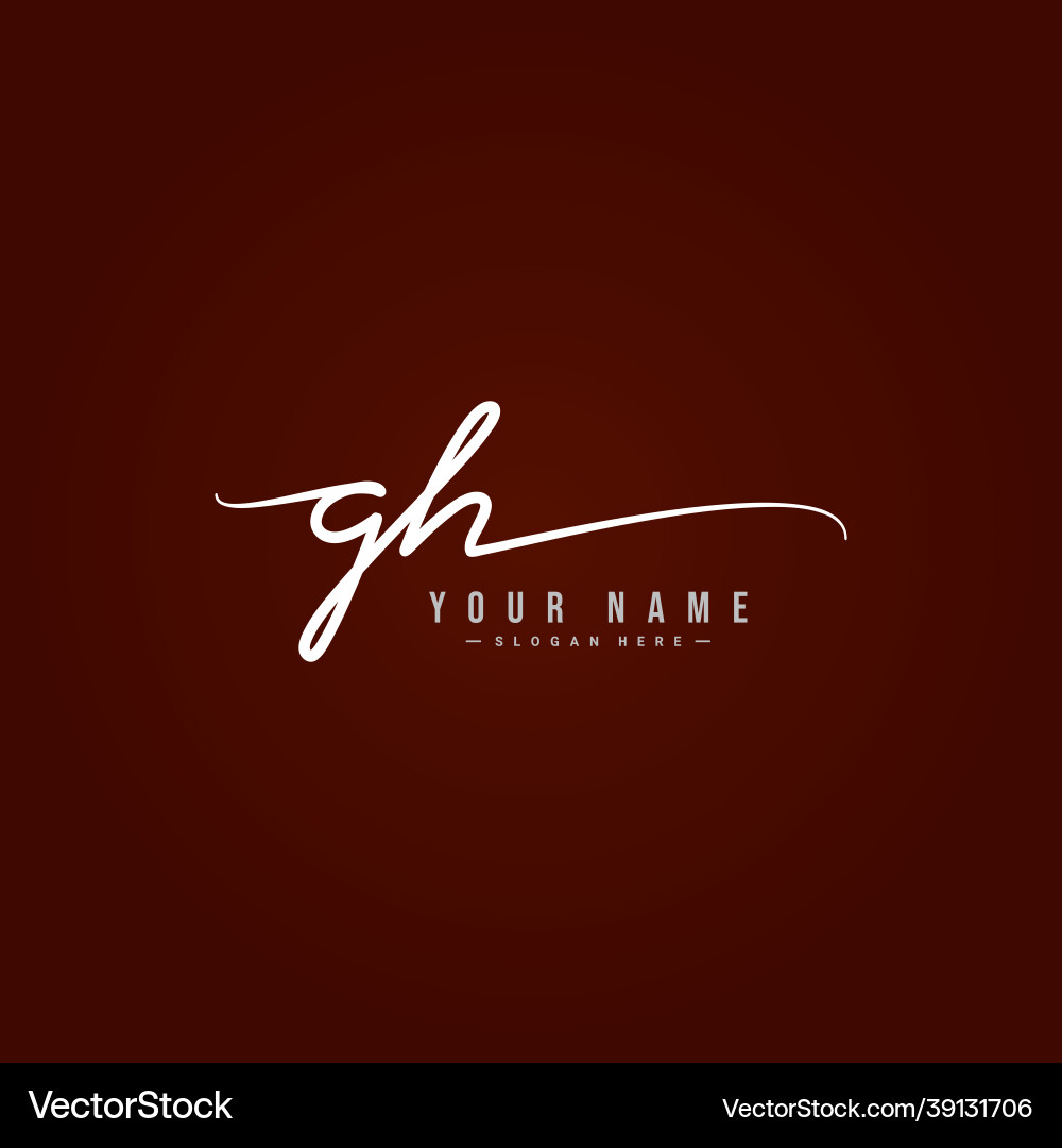 Initial letter gh logo - hand drawn signature Vector Image