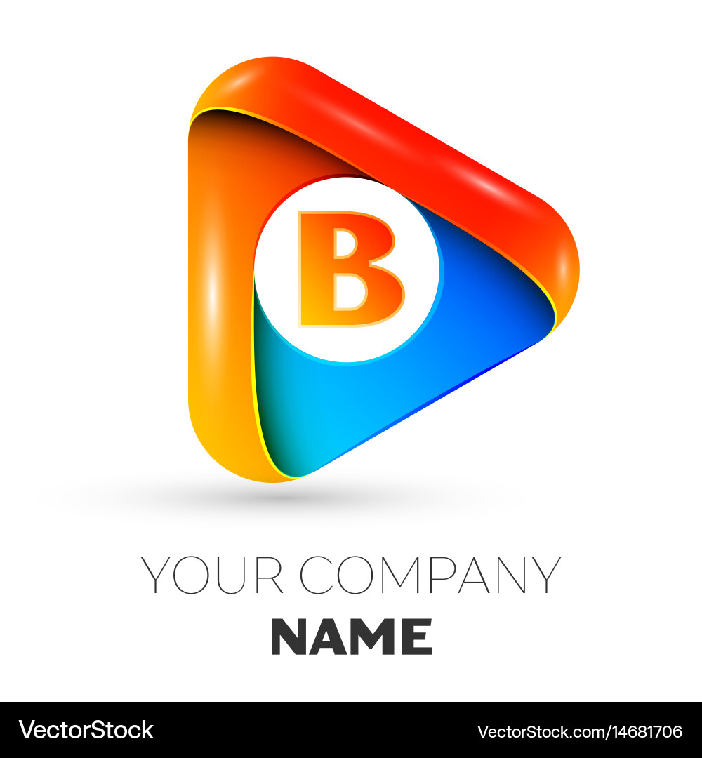 Letter b symbol in the colorful triangle Vector Image