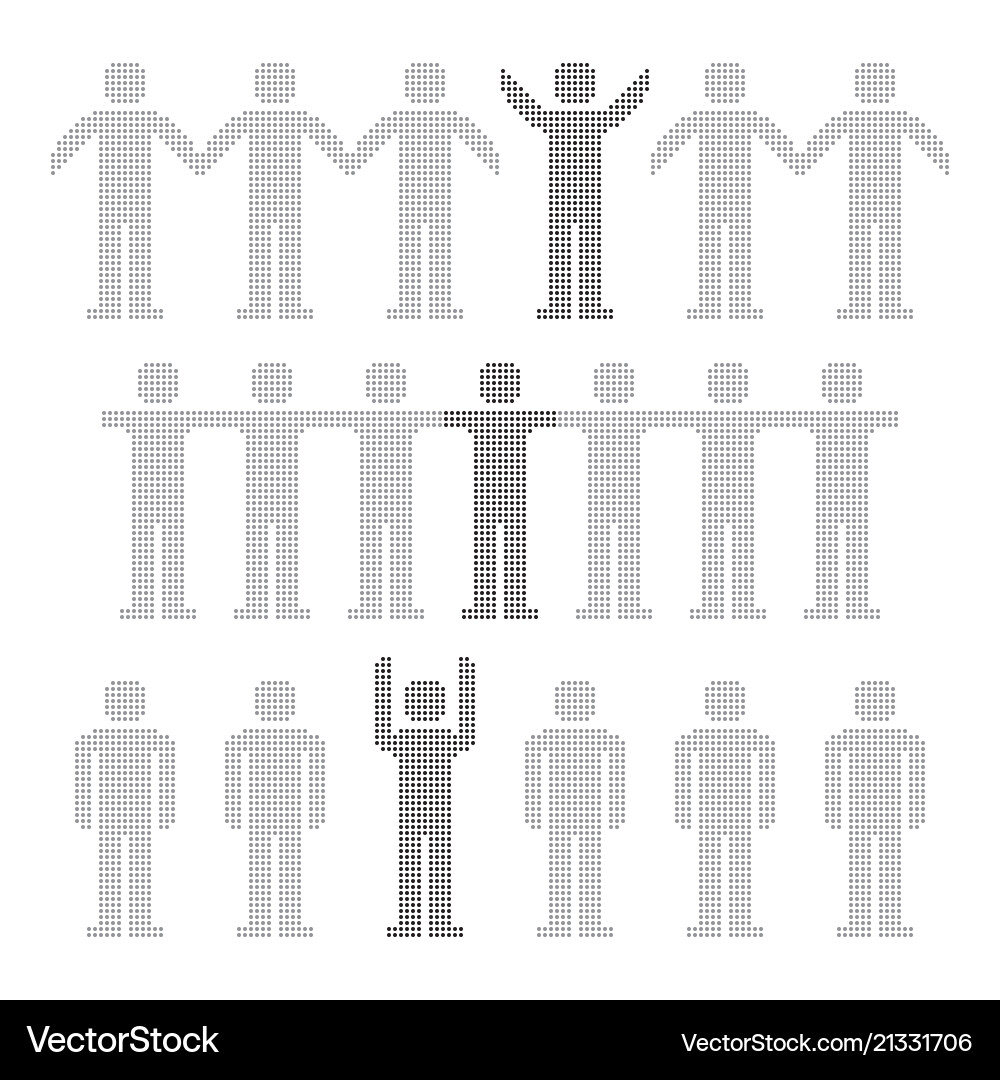 Set of people dotted design Royalty Free Vector Image