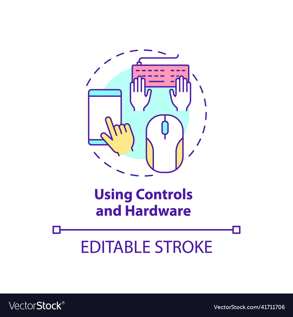 Using controls and hardware concept icon Vector Image