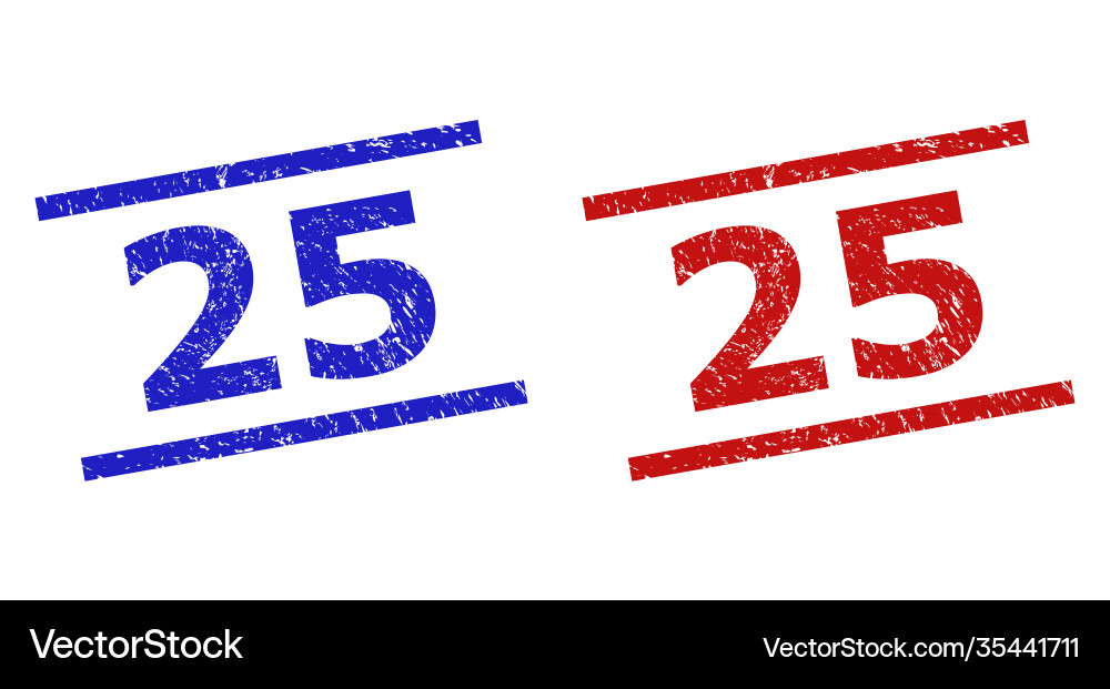 25 stamp seals with grunged style and parallel Vector Image