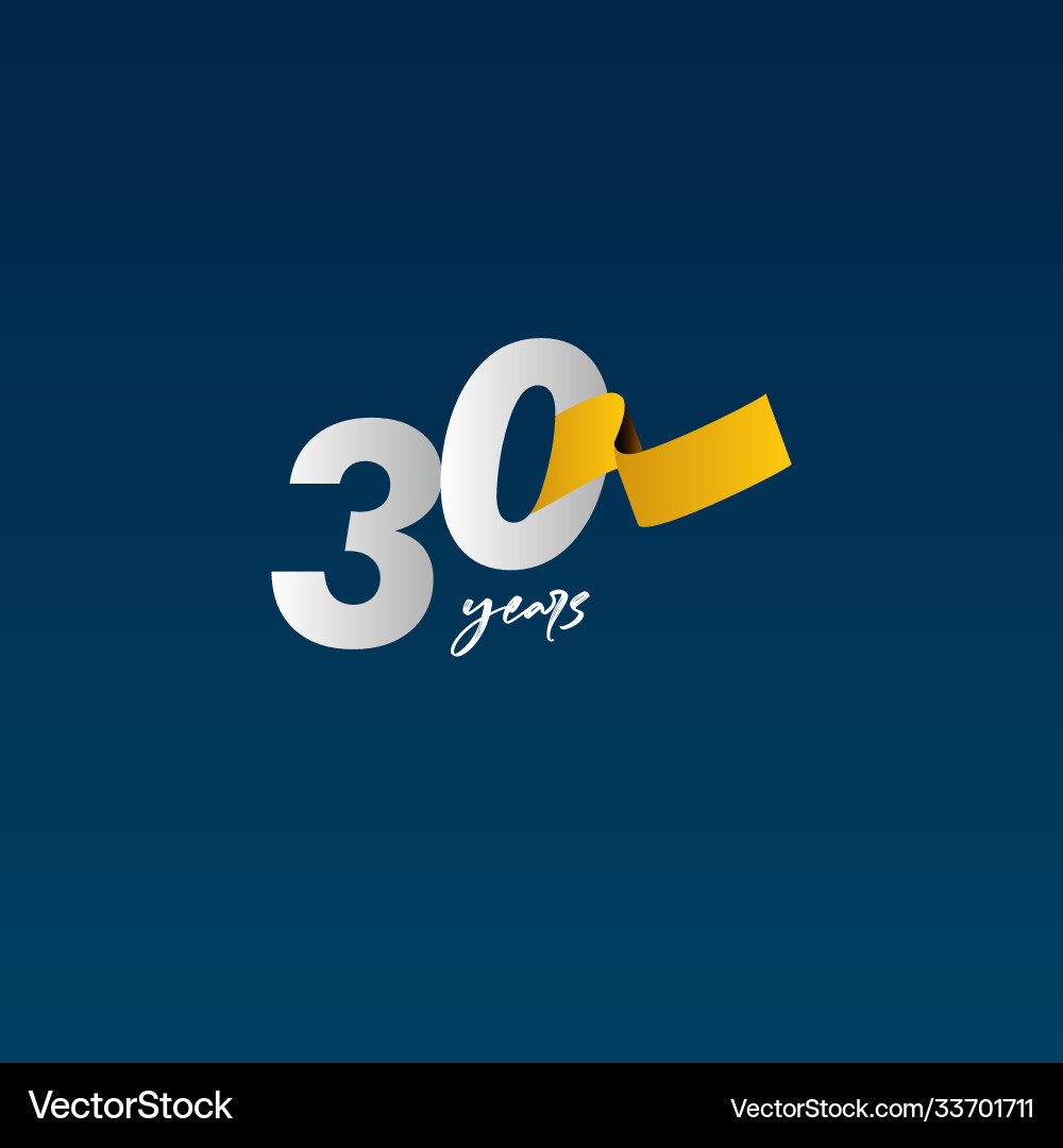 30 years anniversary celebration white blue and Vector Image
