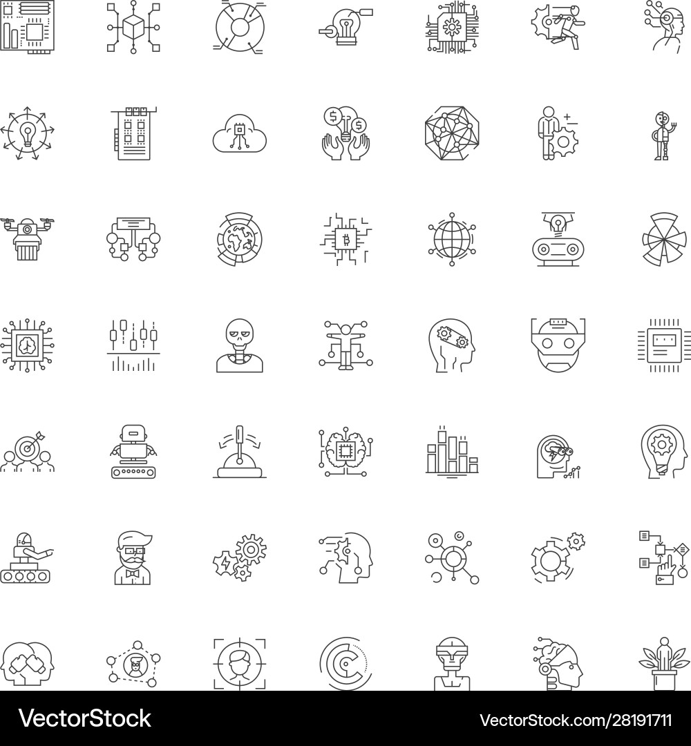 Business modern technology linear icons signs Vector Image