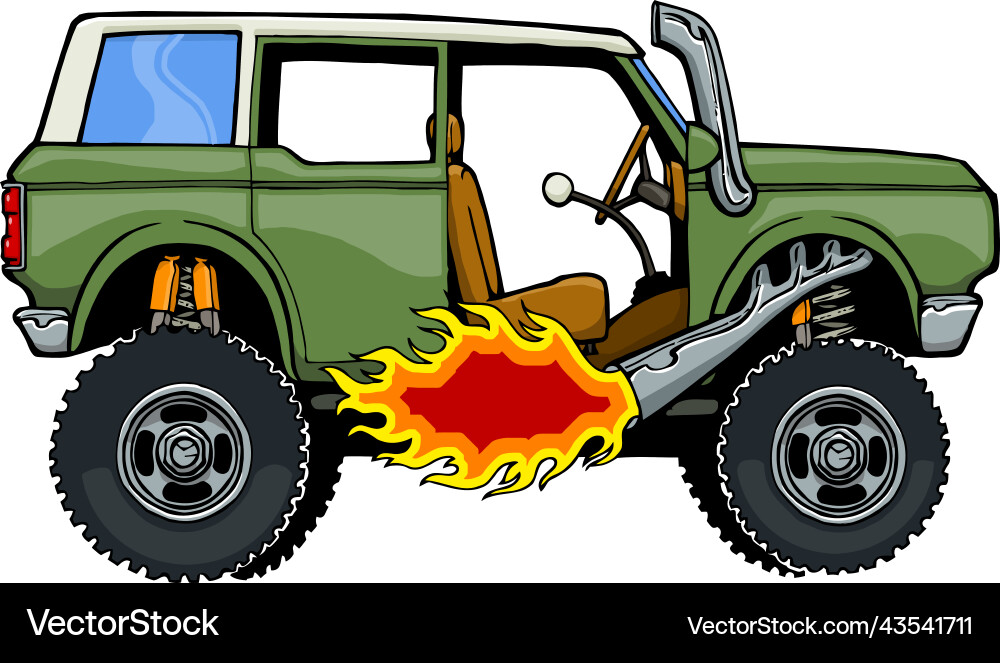 Cartoon classic 4x4 suv with doors off Royalty Free Vector