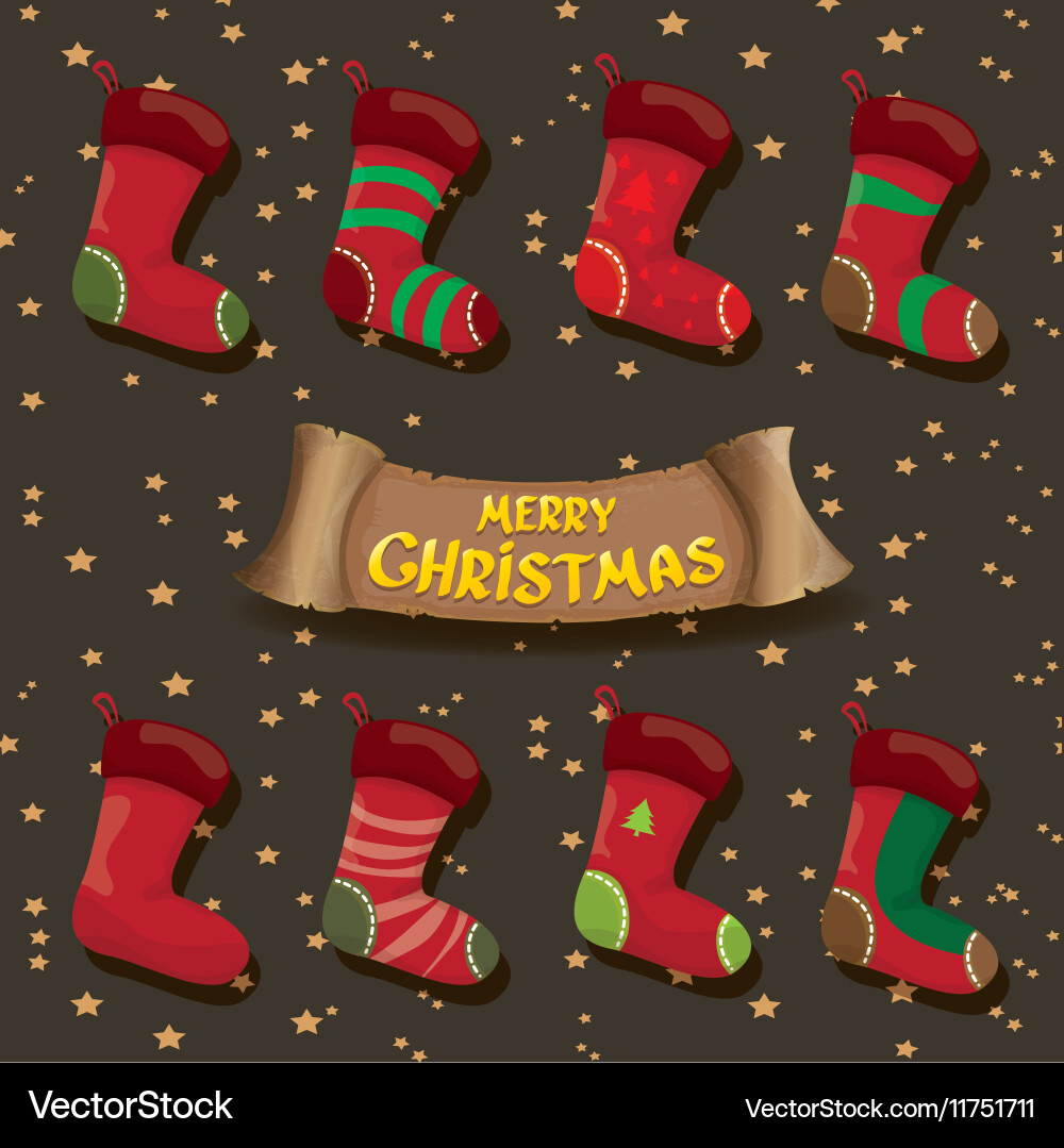 Cartoon cute christmas stocking or socks Vector Image
