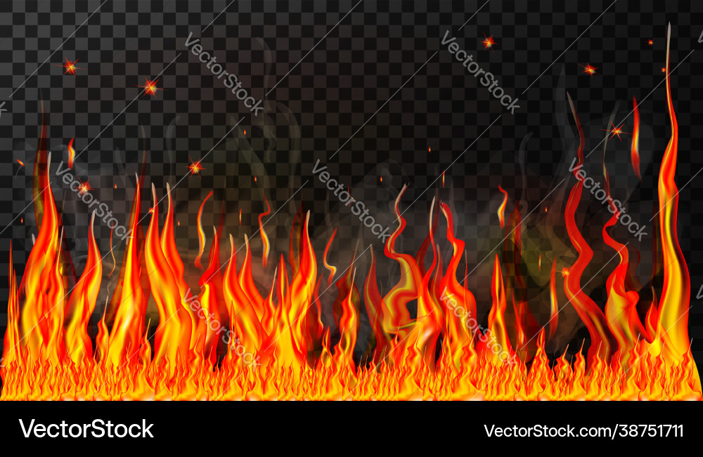 Flames and smoke with sparks fire Royalty Free Vector Image