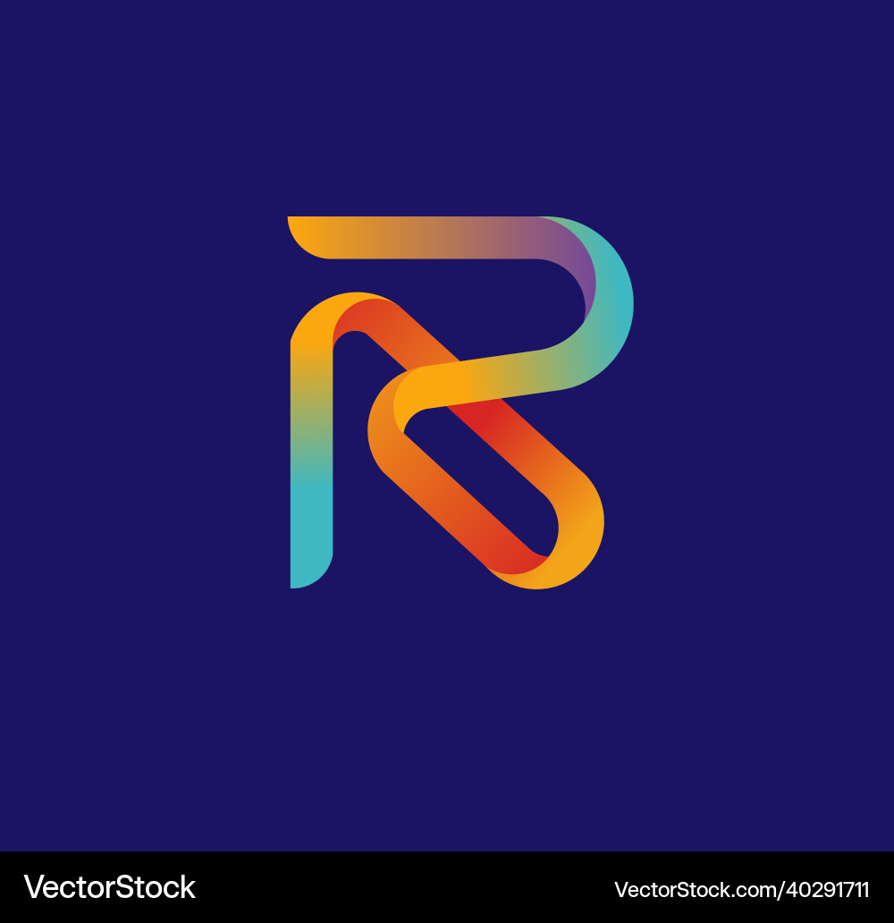 Geometric letter r with glowing multicolor logo Vector Image