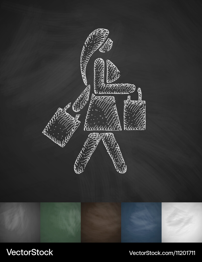 Girl with packages icon hand drawn Royalty Free Vector Image