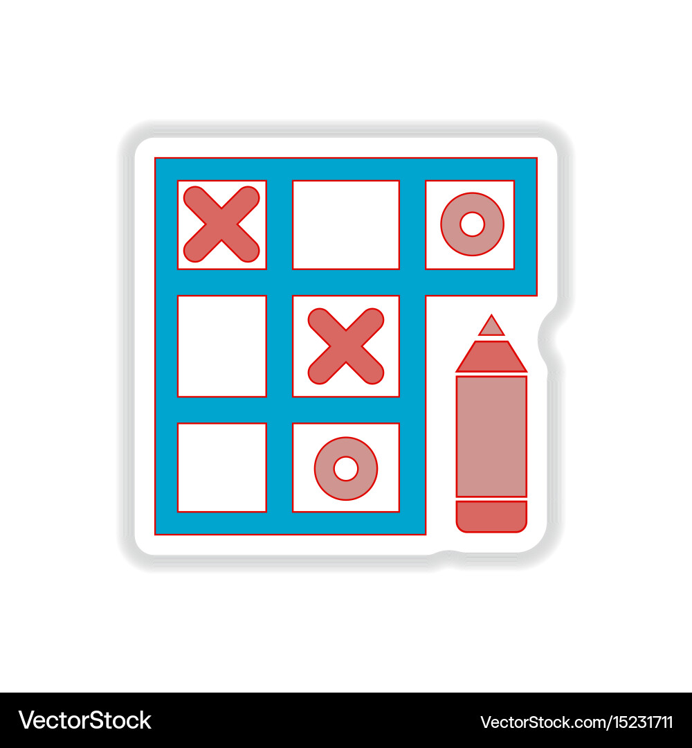 In paper sticker style tic tac Royalty Free Vector Image