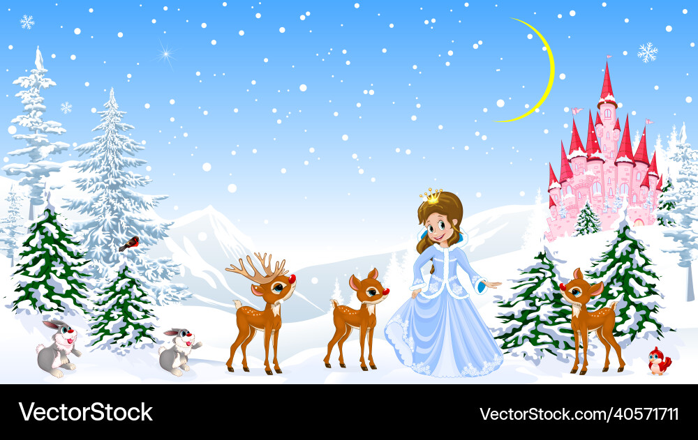 Little princess and deer Royalty Free Vector Image