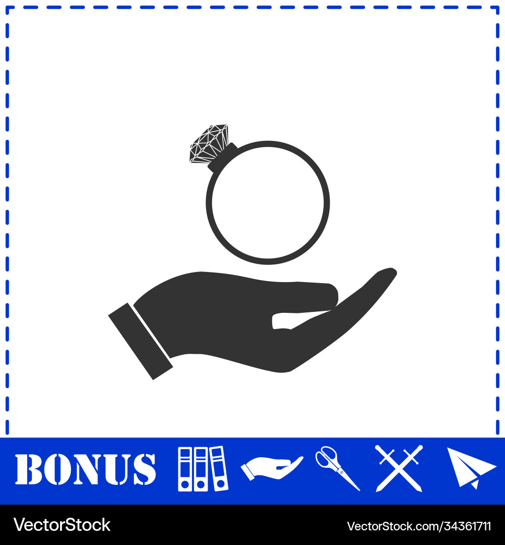 Male hands holding engagement ring icon flat Vector Image
