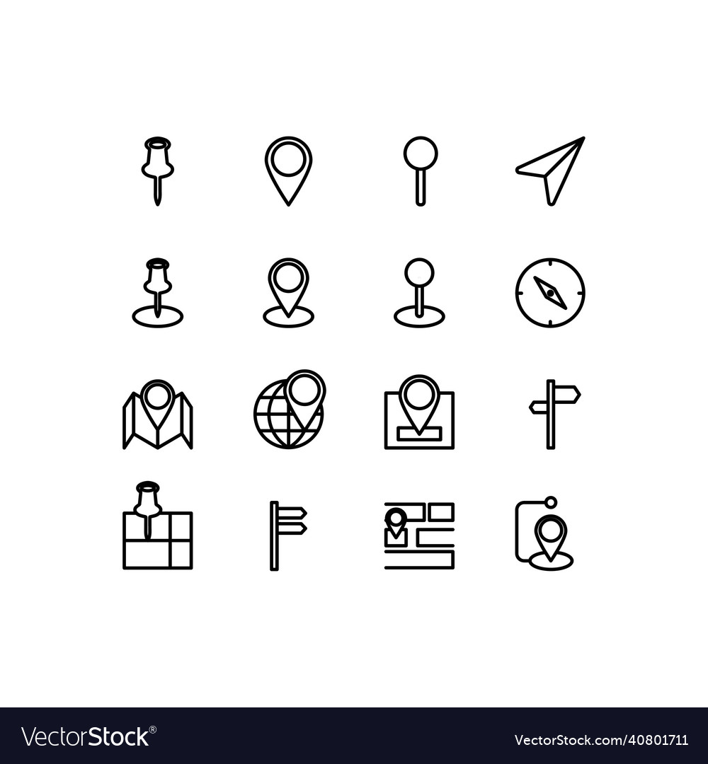 Map navigation icons set Royalty Free Vector Image