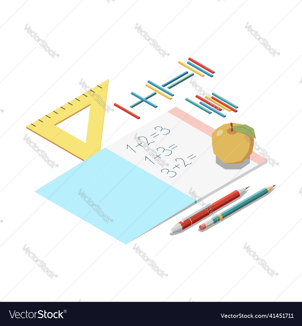 Math education isometric composition Royalty Free Vector