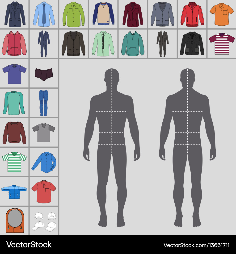 Mens clothing set Royalty Free Vector Image - VectorStock