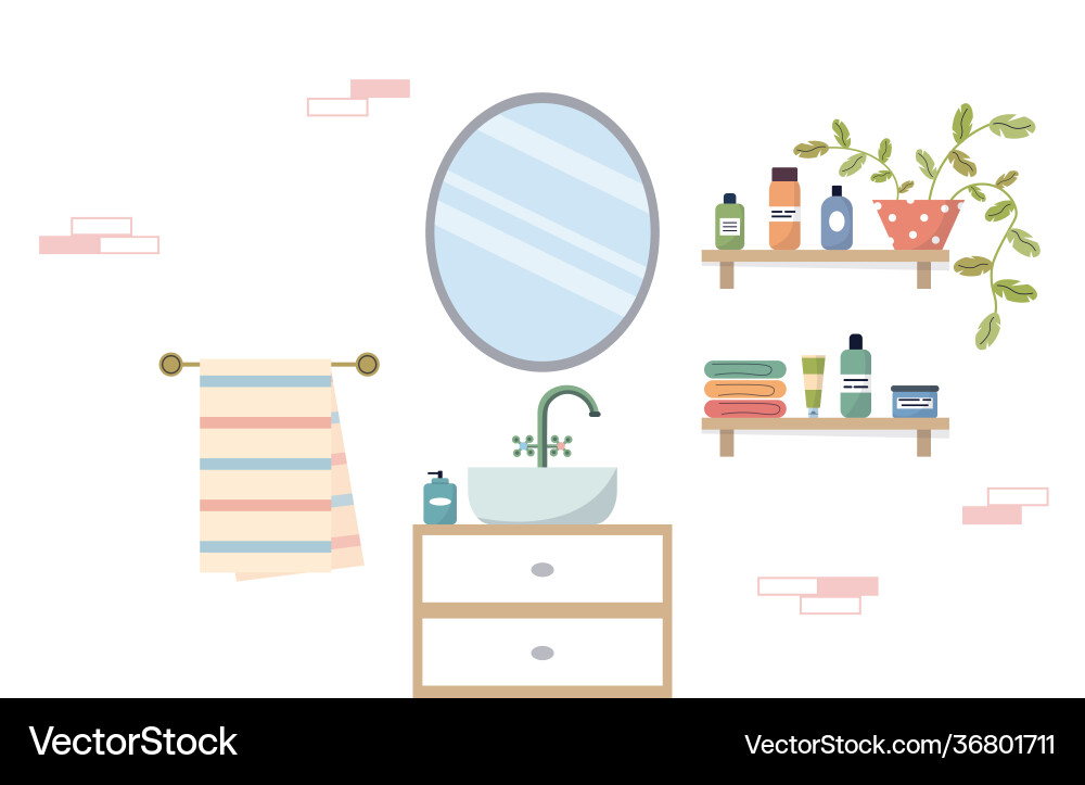 Modern bathroom interior with mirror and sink Vector Image