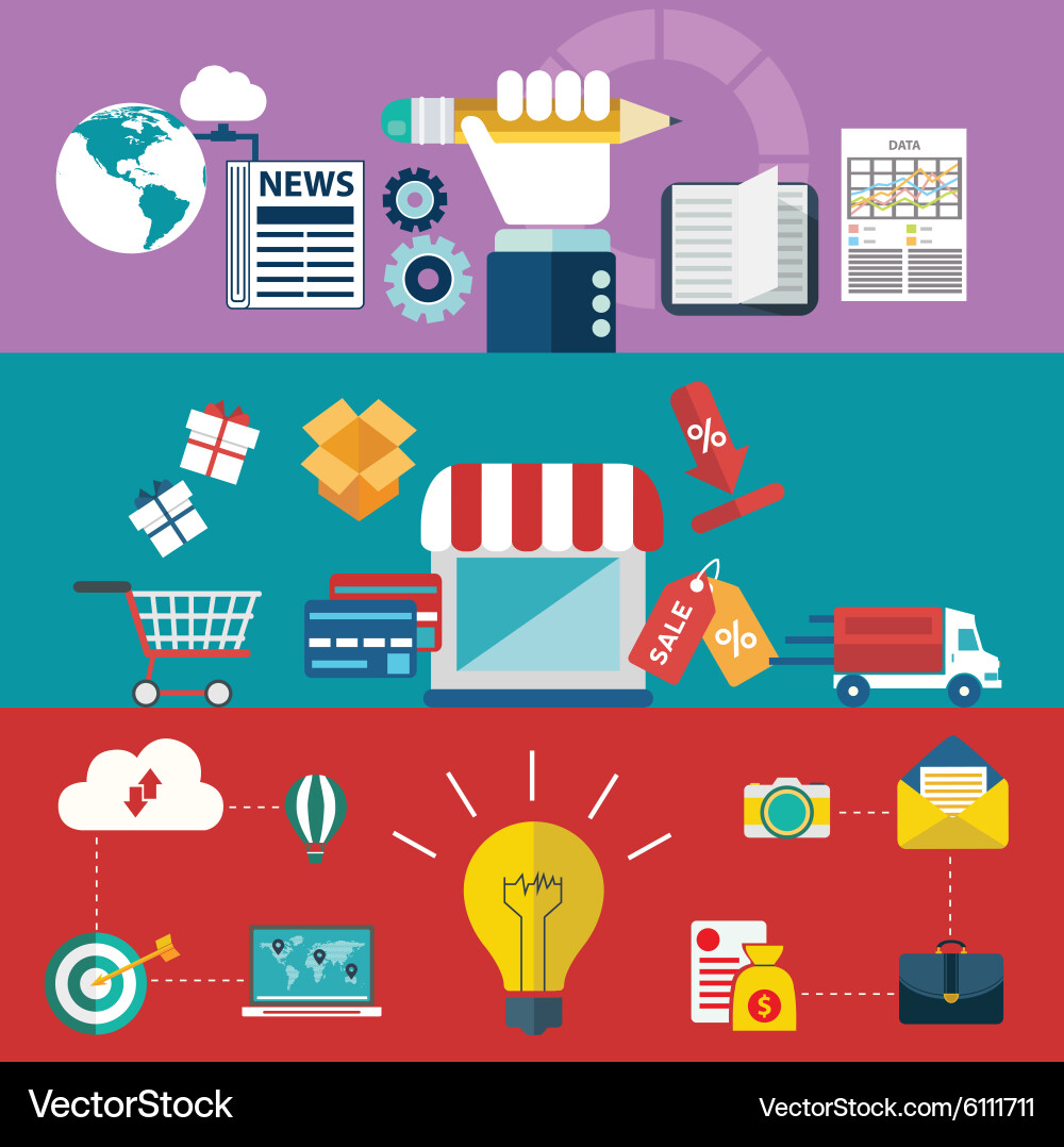 Set of flat design concepts for website layout Vector Image