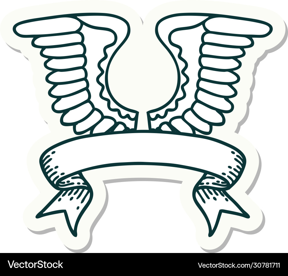 Tattoo sticker with banner a wing Royalty Free Vector Image