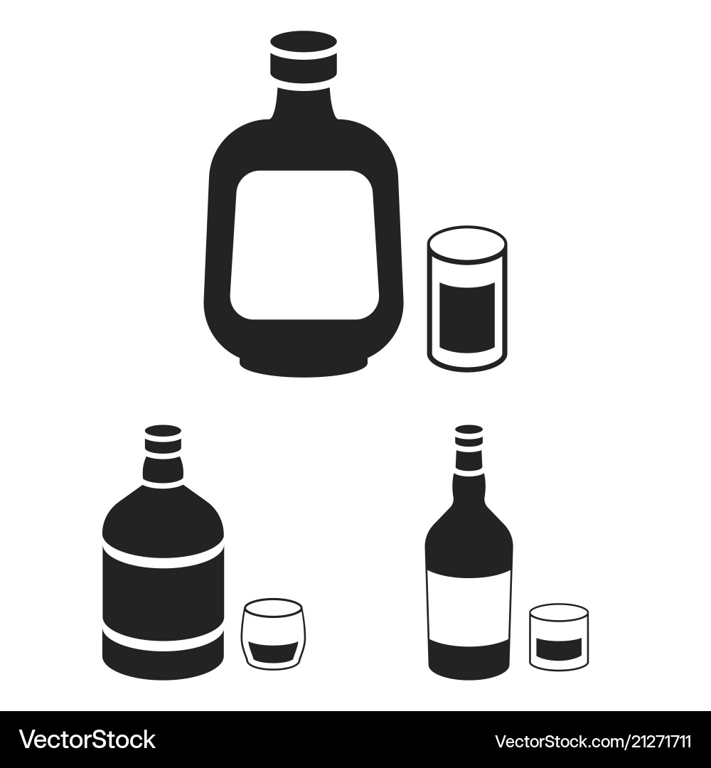 Types alcohol black icons in set collection Vector Image