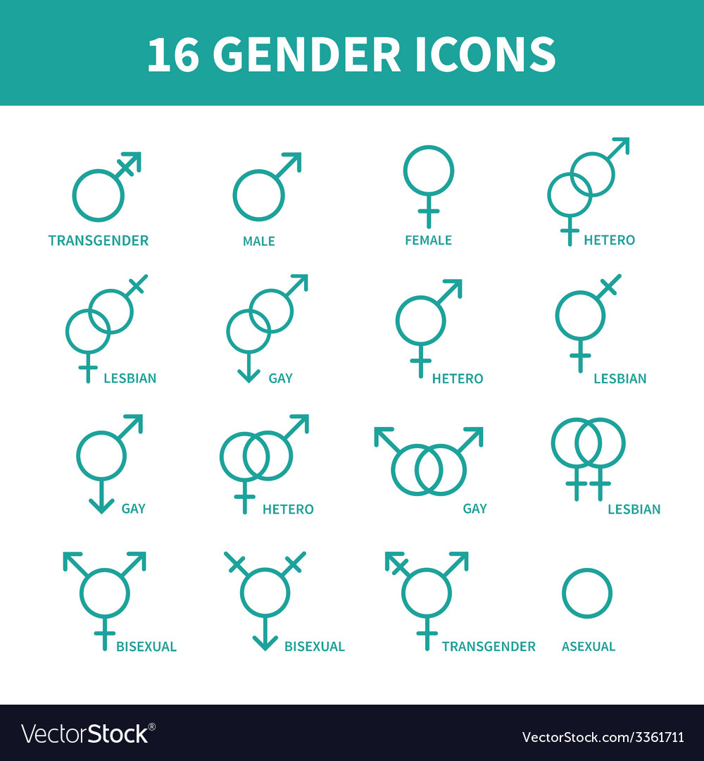ual Orientation Gender Web Iconssymbolsign Vector Image