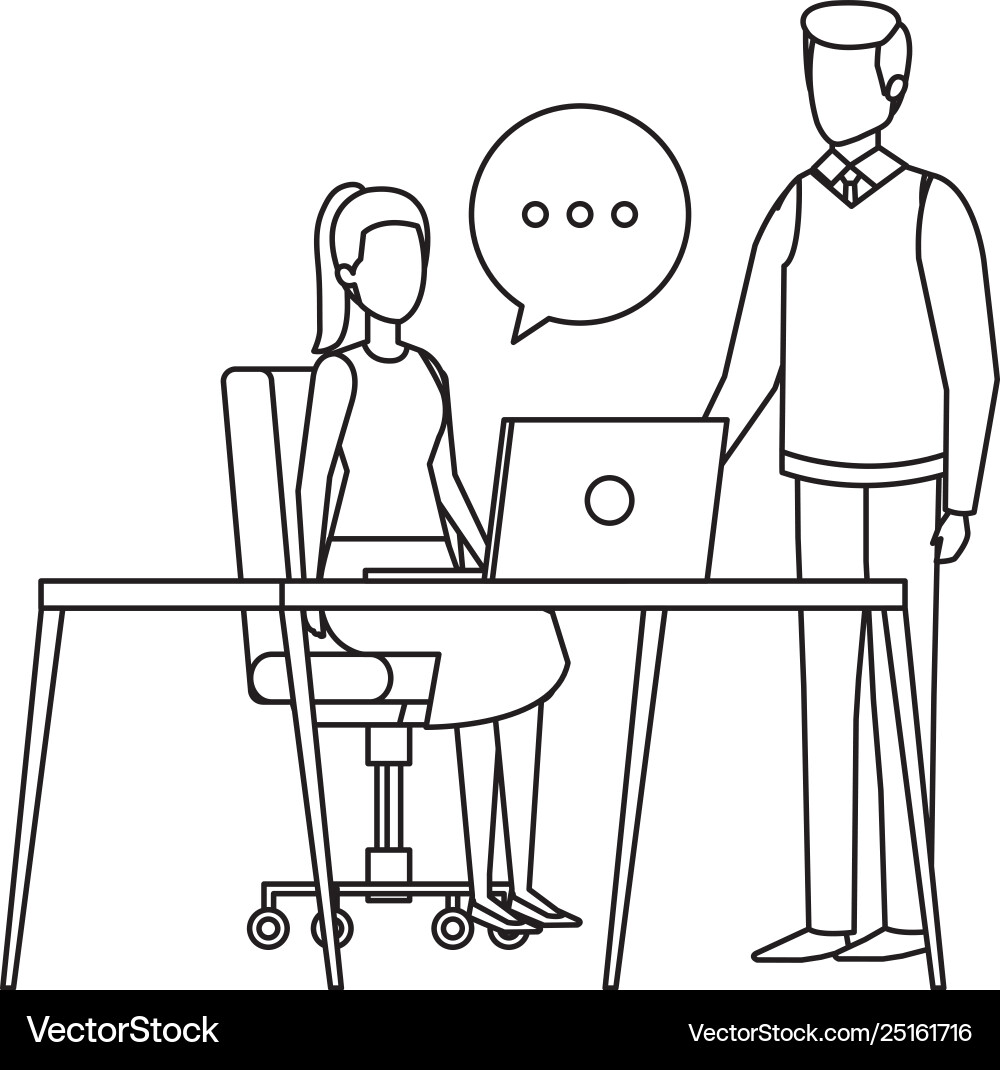 Business couple in workplace Royalty Free Vector Image