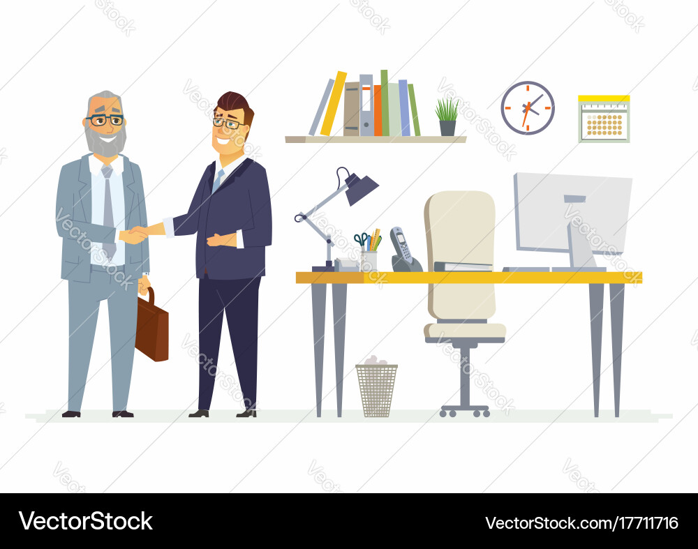 Business partners shake hands - modern cartoon Vector Image