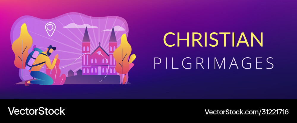 Christian pilgrimages concept banner header Vector Image