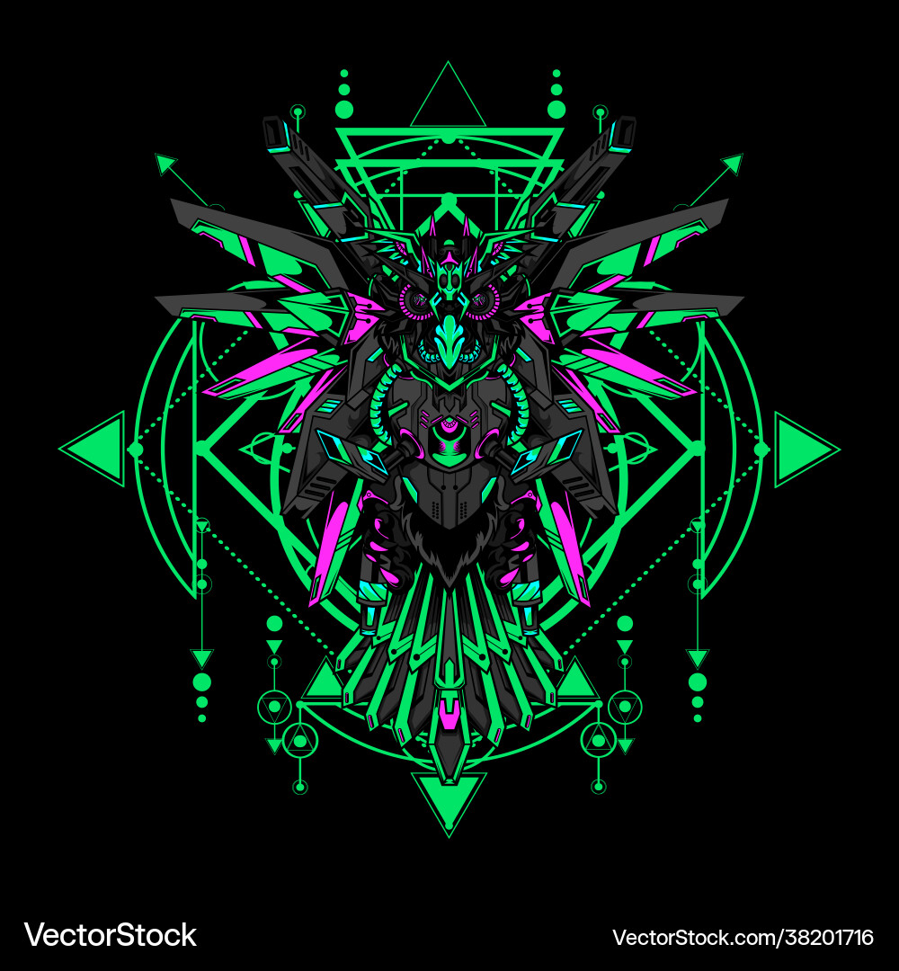 Cyber owl mascot logo for e-sport Royalty Free Vector Image