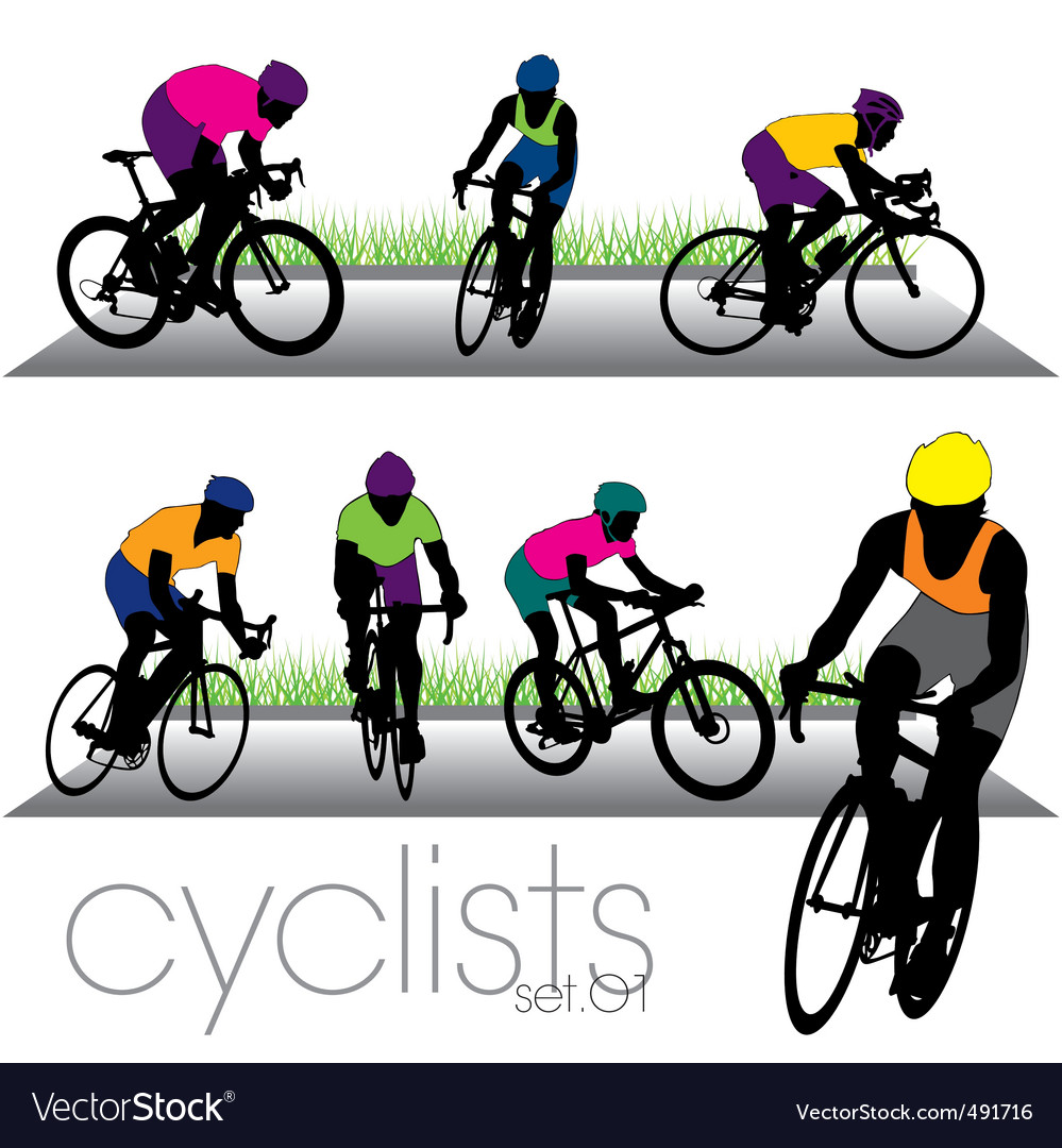 Cyclists set01 Royalty Free Vector Image - VectorStock