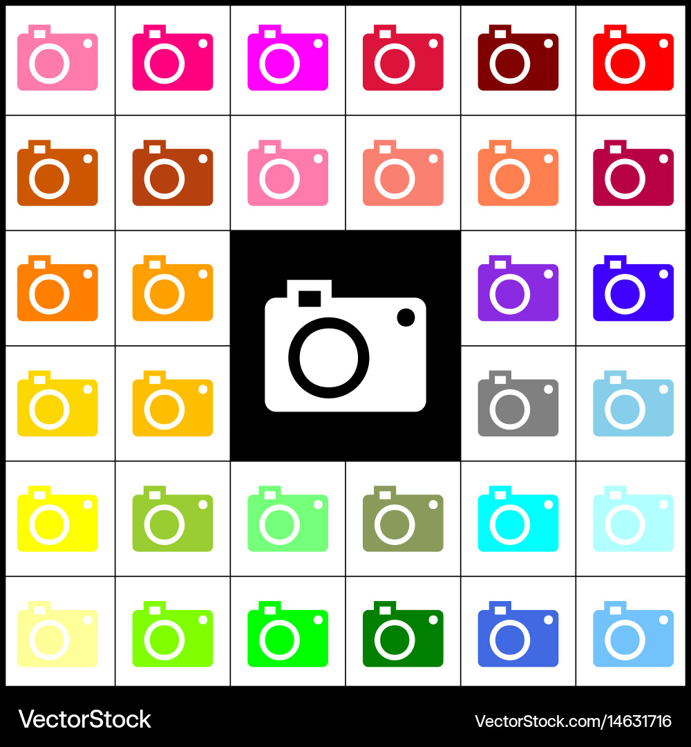 Digital camera sign felt-pen 33 colorful Vector Image
