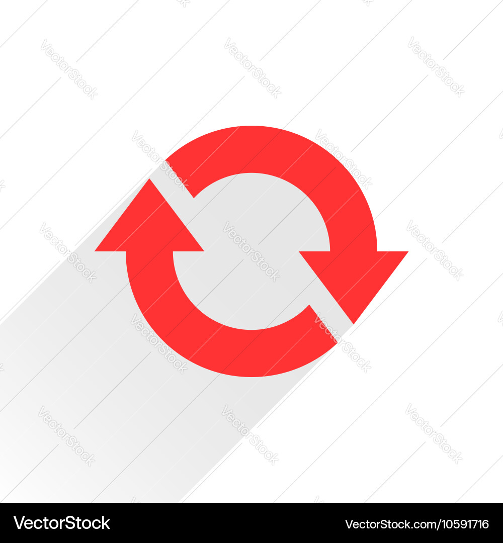 Flat red arrow icon rotation sign on white Vector Image