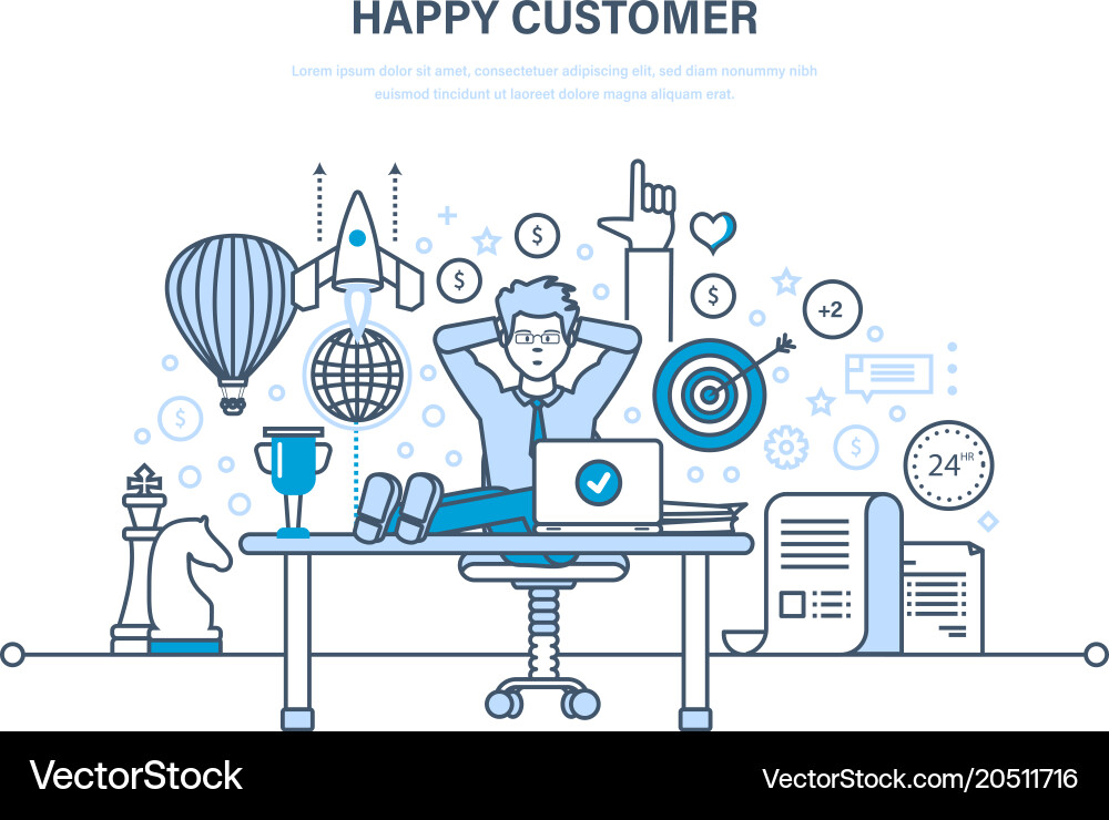 Happy customer successful cooperation positive Vector Image