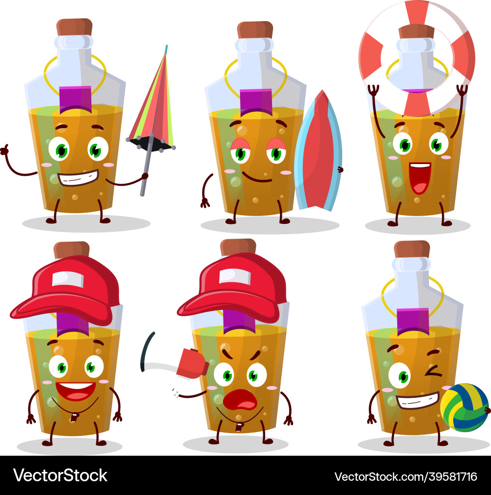 Happy face orange magic potion cartoon character Vector Image