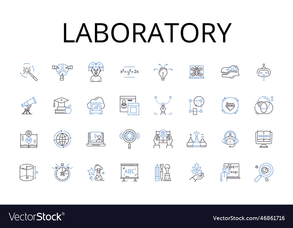 Laboratory line icons collection workshop studio Vector Image