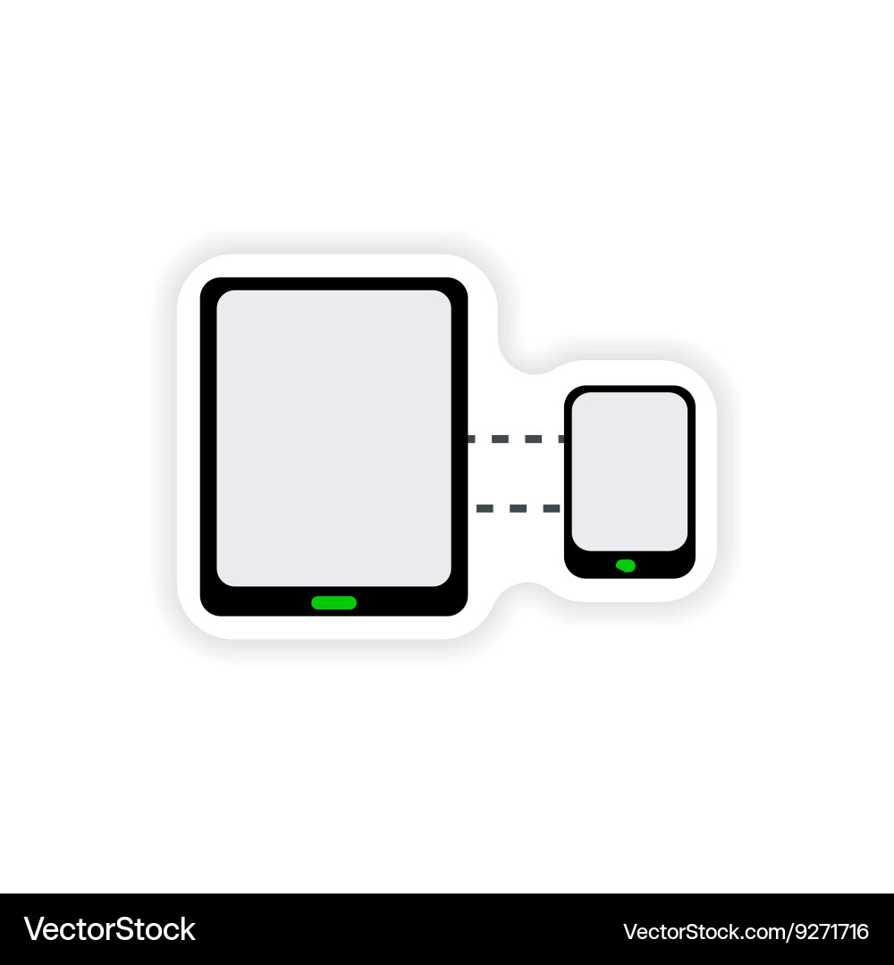 Paper sticker on white background mobile phone Vector Image