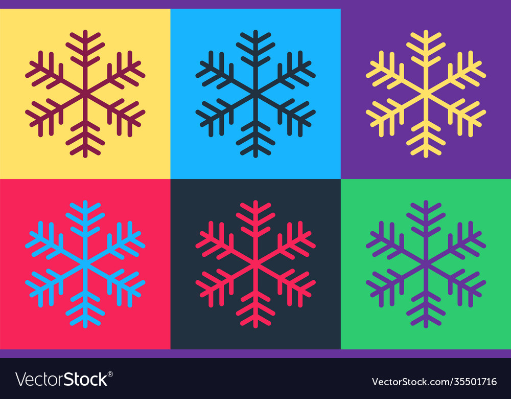 Pop art snowflake icon isolated on color Vector Image