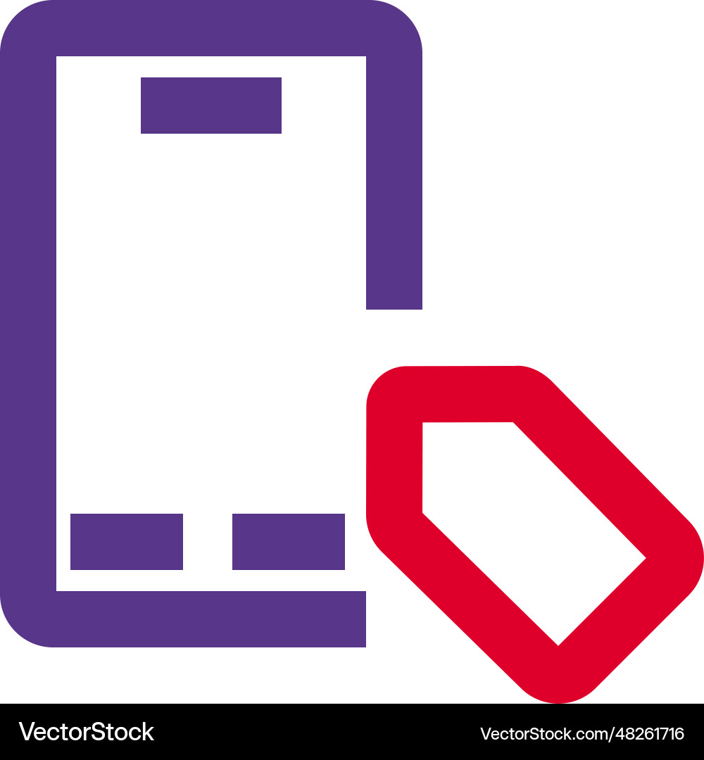 Price tag hanging through a smartphone Royalty Free Vector