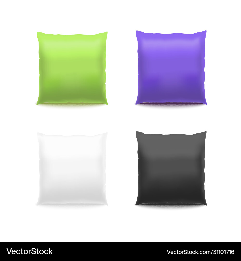 Realistic detailed 3d color cushion set Royalty Free Vector