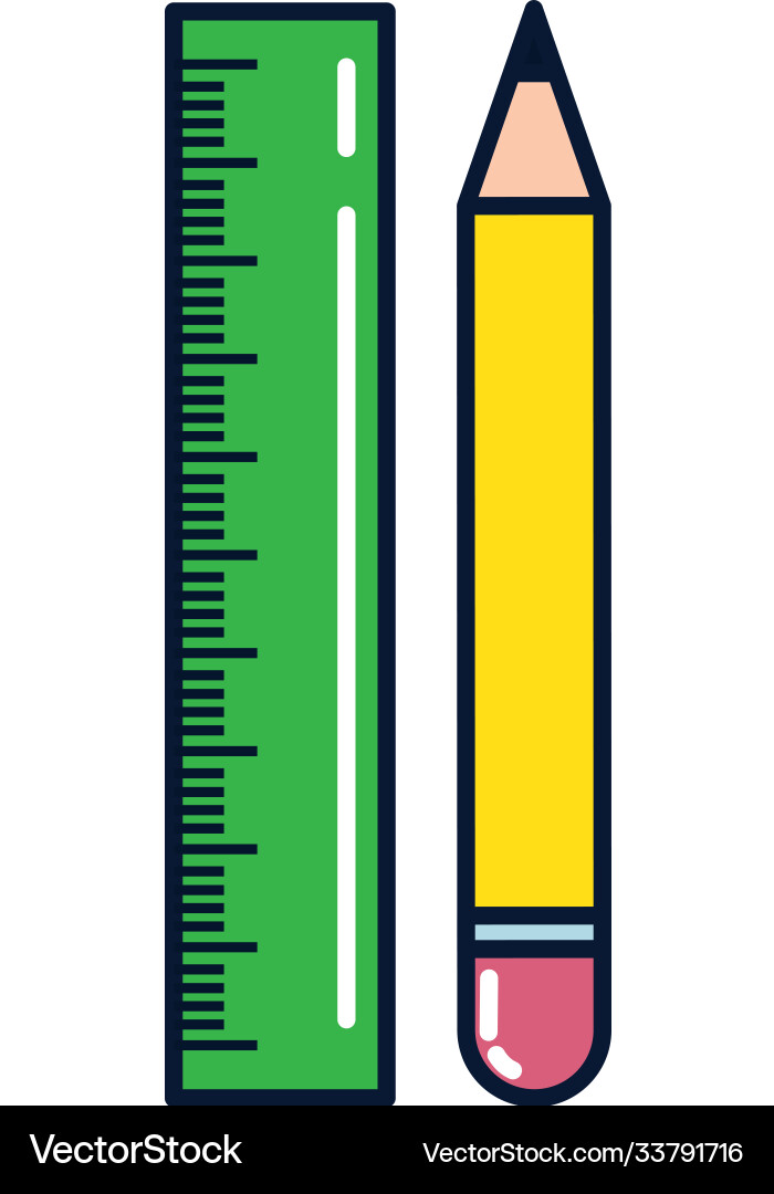 Ruler with pencil line and fill style icon Vector Image