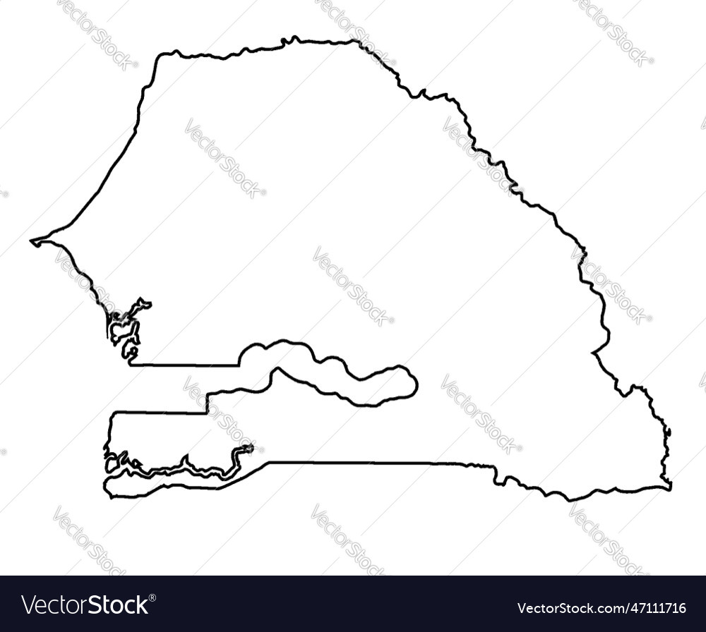 Senegal outline map Royalty Free Vector Image - VectorStock