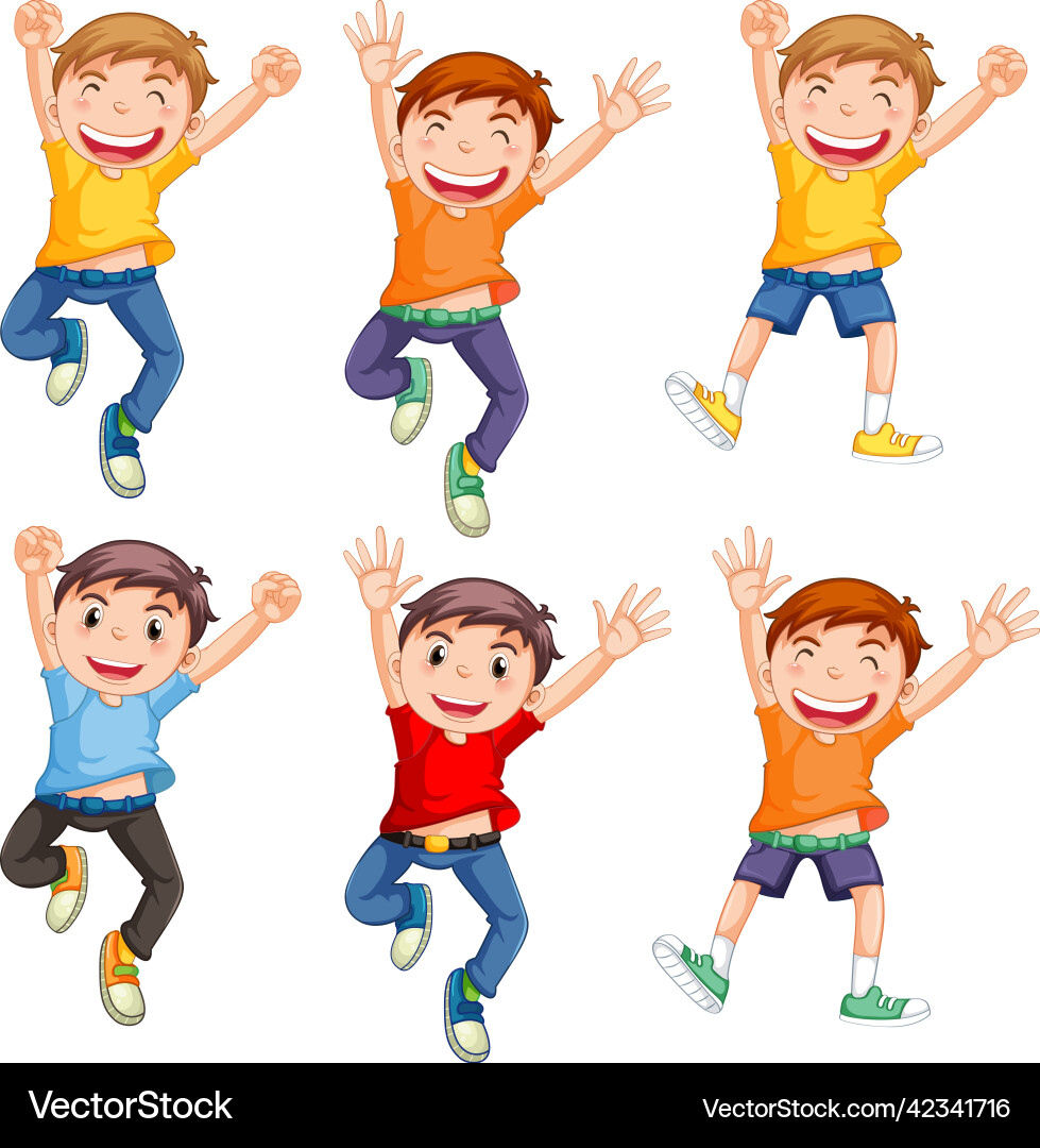 Set of different kindergarten boys jumping Vector Image