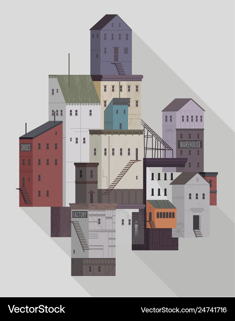 Small urban town with buildings Royalty Free Vector Image