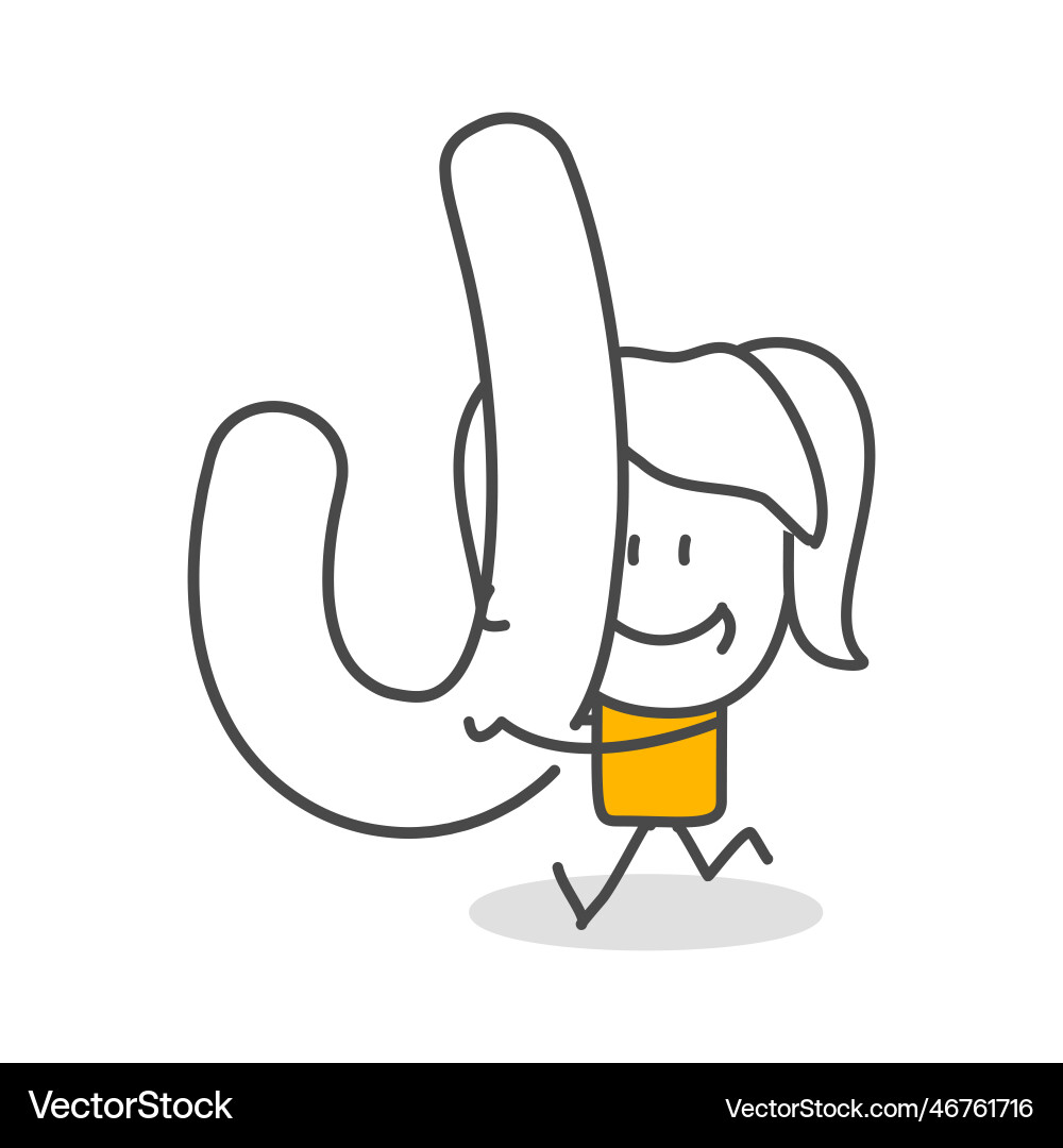 Stick figures alphabet hand drawn doodle line art Vector Image
