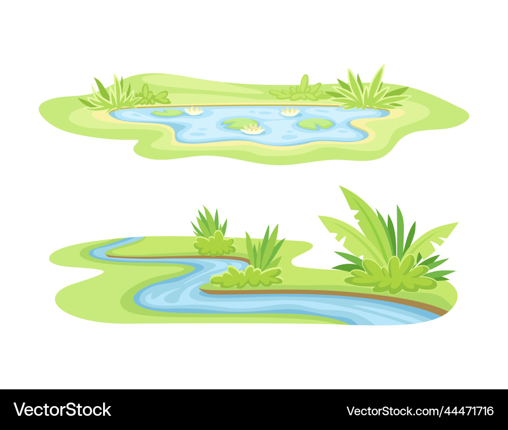 Water resources with pond and narrow stream Vector Image