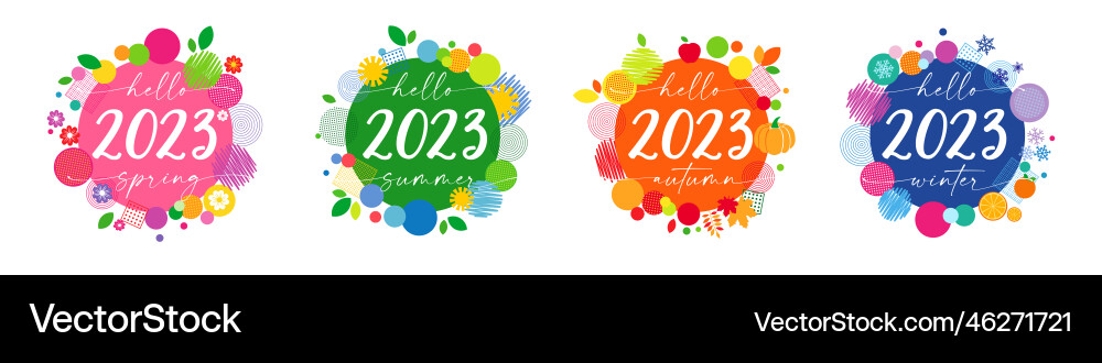 2023 four labels memfis for the seasons Royalty Free Vector