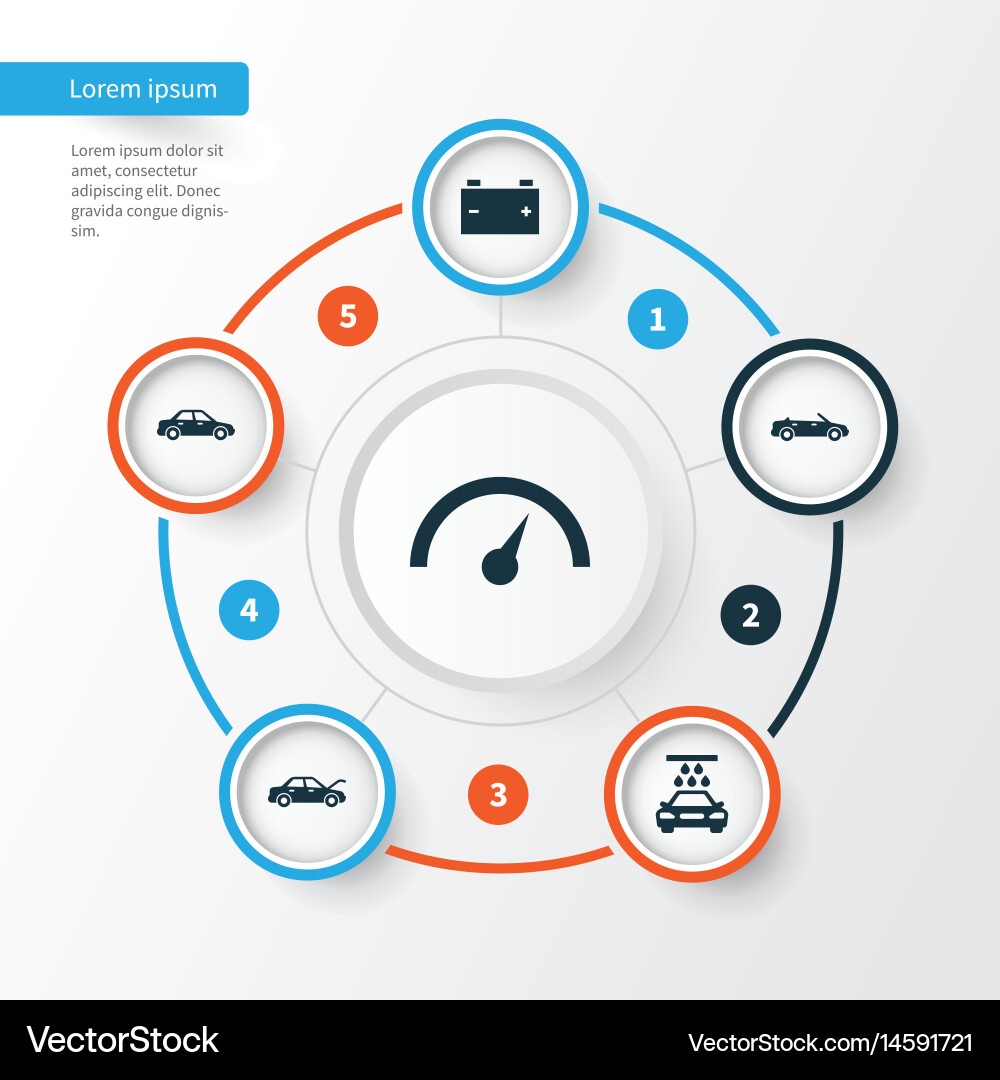 Automobile icons set collection of Royalty Free Vector Image