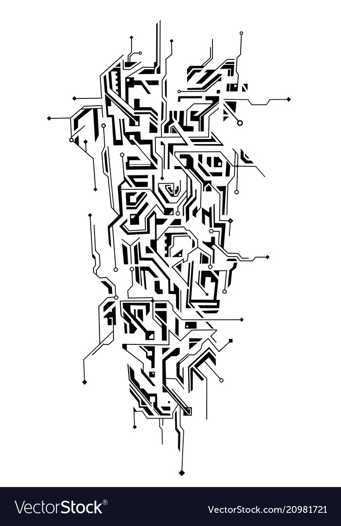 Circuit Ornament As A Tattoo Sleeve Shape Vector Image