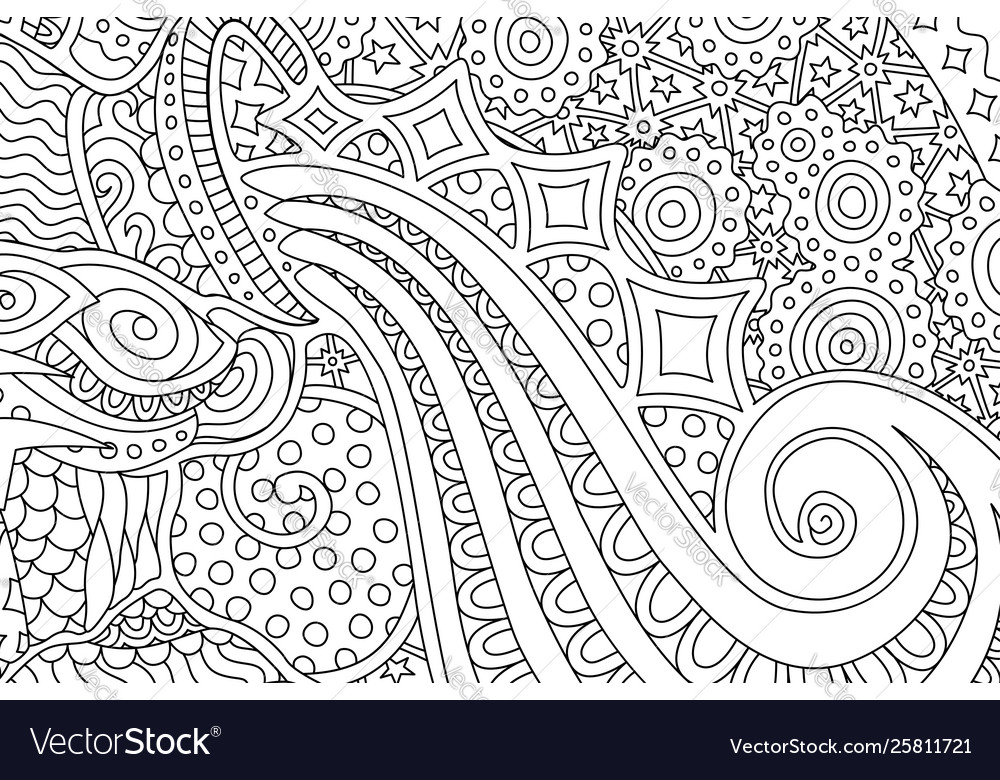 Coloring book page with abstract linear pattern Vector Image